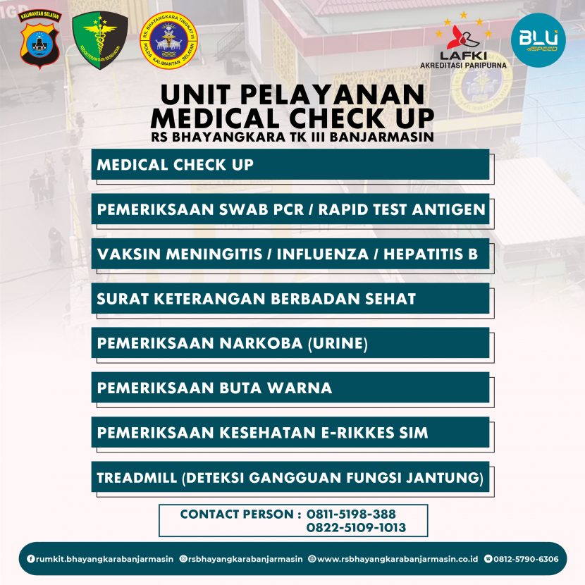 Pelayanan Unit Medical Check Up RS Bhayangkara Tk III Banjarmasin - RS ...